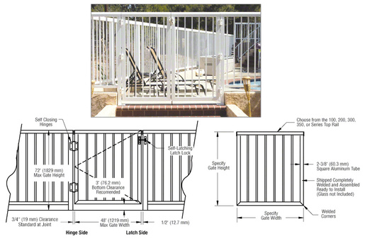 CRL Custom 300 Series Aluminum Railing Gate With Picket | CRL
