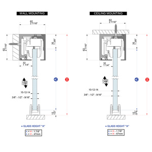 CRL 695 Series Satin Anodized Wall/Ceiling Mount Sliding Door Kit with ...