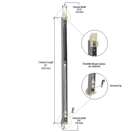 CRL 2140 Window Channel Balance with FS293BA Guides Attached | CRL