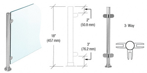 Slimeline Series Partition - 3-Way Posts | CRL