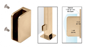 CRL Polished Brass 1/4" Closed Bottom Right Hand Flat Base Glass Clip | CRL