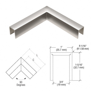 CRL 316 Polished Stainless 90 Degree Horizontal Corner for 11 Gauge ...