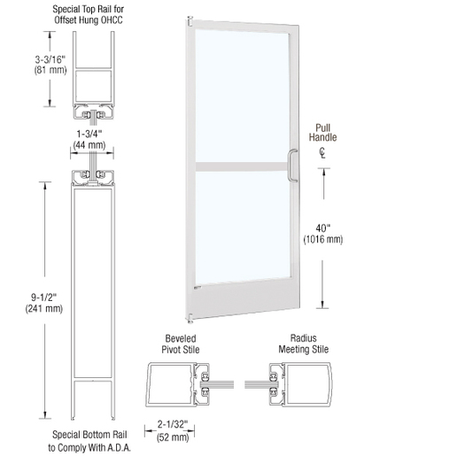 CRL-U.S. Aluminum White KYNAR® Paint 250 Series Narrow Stile Inactive ...