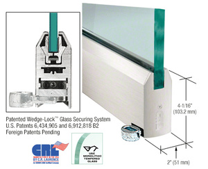 CRL Brushed Stainless 4" Offset Custom Length Tapered Style Door Rail ...