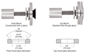CRL 316 Brushed Stainless Steel Rigid Combination Fastener for 3/8" to ...
