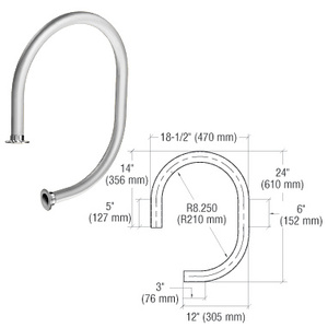 CRL Brushed Stainless 2" Floor Mount Service Rail | CRL