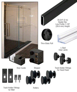 CRL Matte Black Deluxe 180 Degree Serenity Series Sliding System | CRL