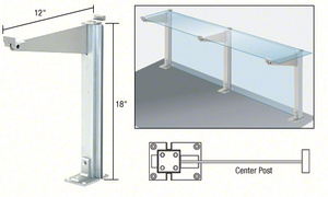 CRL Brite Anodized 18" High Center Design Series Partition Post with 12 ...