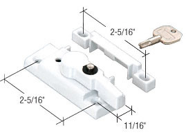 CRL White Sash Lock with Lugs - 7/16" Backset 2-1/16" Mounting Holes | CRL
