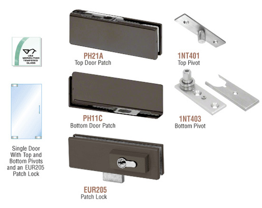 CRL Black Bronze Anodized European Patch Door Kit - With Lock | CRL