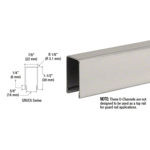 CRL Brushed Stainless U-Channel Cap for 1/2" or 5/8" Glass Custom ...