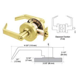 CRL Polished Brass Grade 2 Classroom Lever Lockset - 7-Pin SFIC | CRL