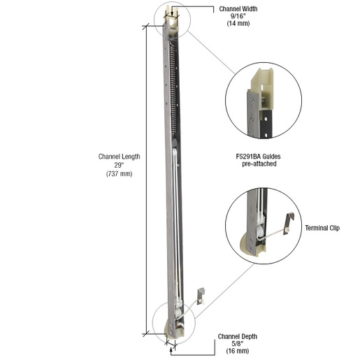 CRL 2840 Window Channel Balance with FS291BA Guides Attached | CRL