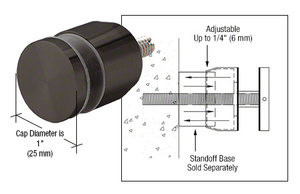 CRL Gun Metal Adjustable Height Standoff Cap for 3/4" Base | CRL