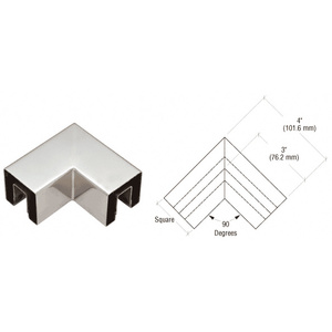 CRL Polished Stainless 2" Square Premium Cap Rail for 1/2" or 5/8 ...