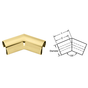 CRL C260 Alloy Polished Brass 2" Premium Cap Rail for 1/2" Glass - 120 ...