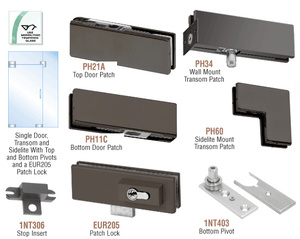 CRL Black Bronze Anodized European Patch Door Kit for Use with Fixed ...