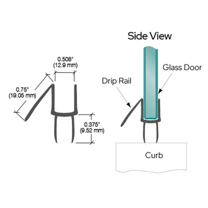 CRL Black Co-Extruded Bottom Wipe with Drip Rail for 1/2" Glass | CRL