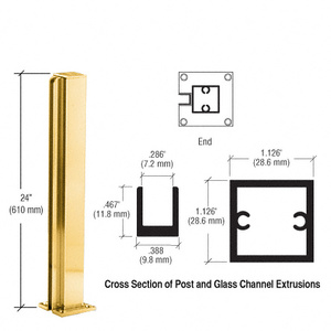 CRL Brite Gold Anodized 24" End Design Series Partition Post | CRL