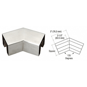 CRL Brushed Stainless 3" Square Premium Cap Rail for 1/2" or 5/8" Glass ...