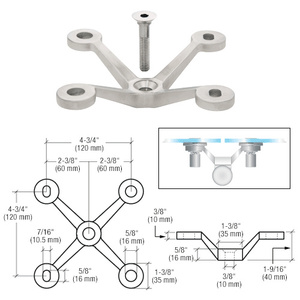 CRL Brushed Stainless Double Arm Post Mount Spider Fitting | CRL